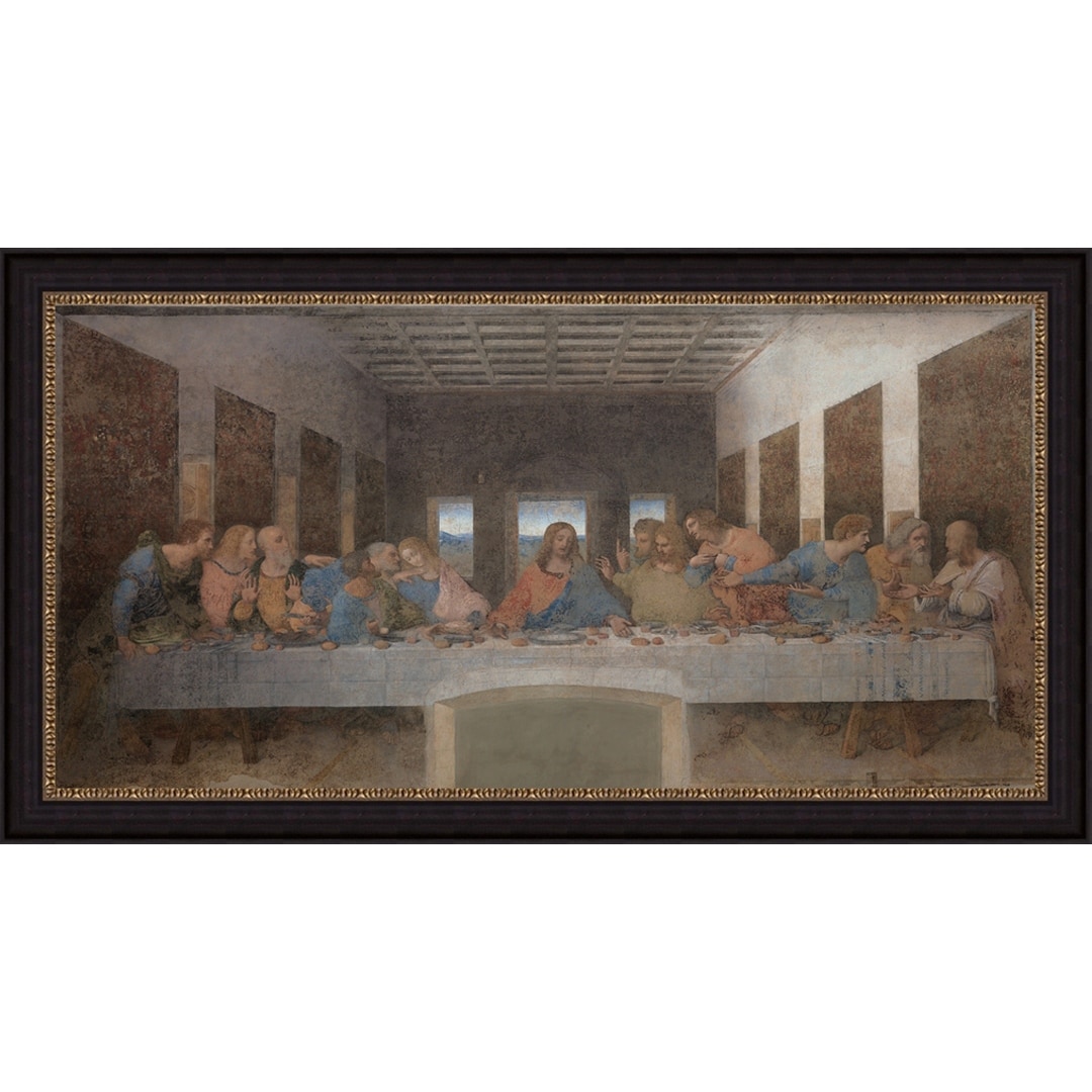 The Last Supper by Leonardo da Vinci Black Floater-Framed Canvas Giclee Art (10 in x 18 in ...